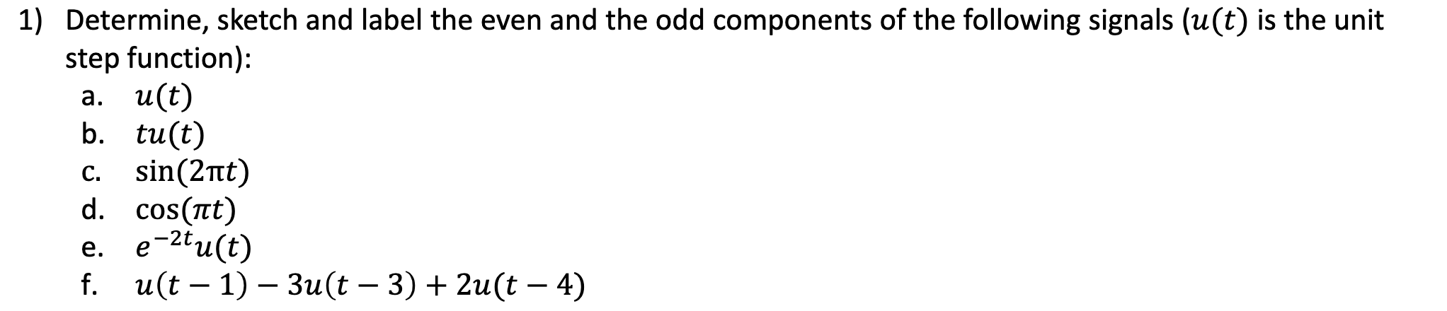 Solved 1) Determine, sketch and label the even and the odd | Chegg.com