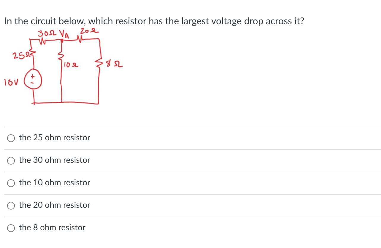 Solved In the circuit below, which resistor has the largest | Chegg.com