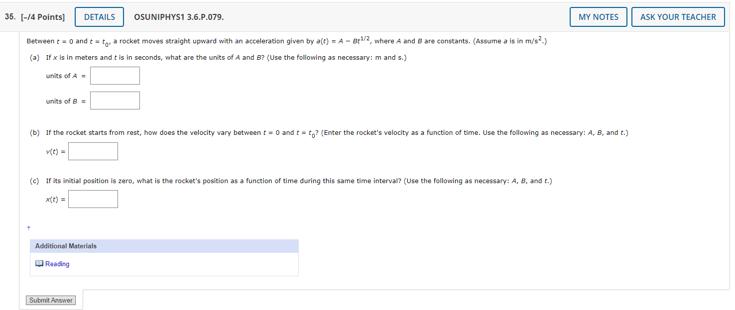Solved etween t=0 and t=t0, a rocket moves straight upward | Chegg.com