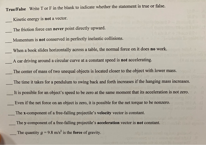 Solved True/False Write T or F in the blank to indicate | Chegg.com