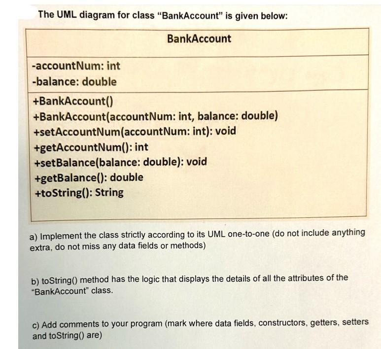 Solved Implement The Given Uml Use Java Program Part 7110
