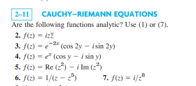 Solved 2-11 CAUCHY-RIEMANN EQUATIONS Are the following | Chegg.com