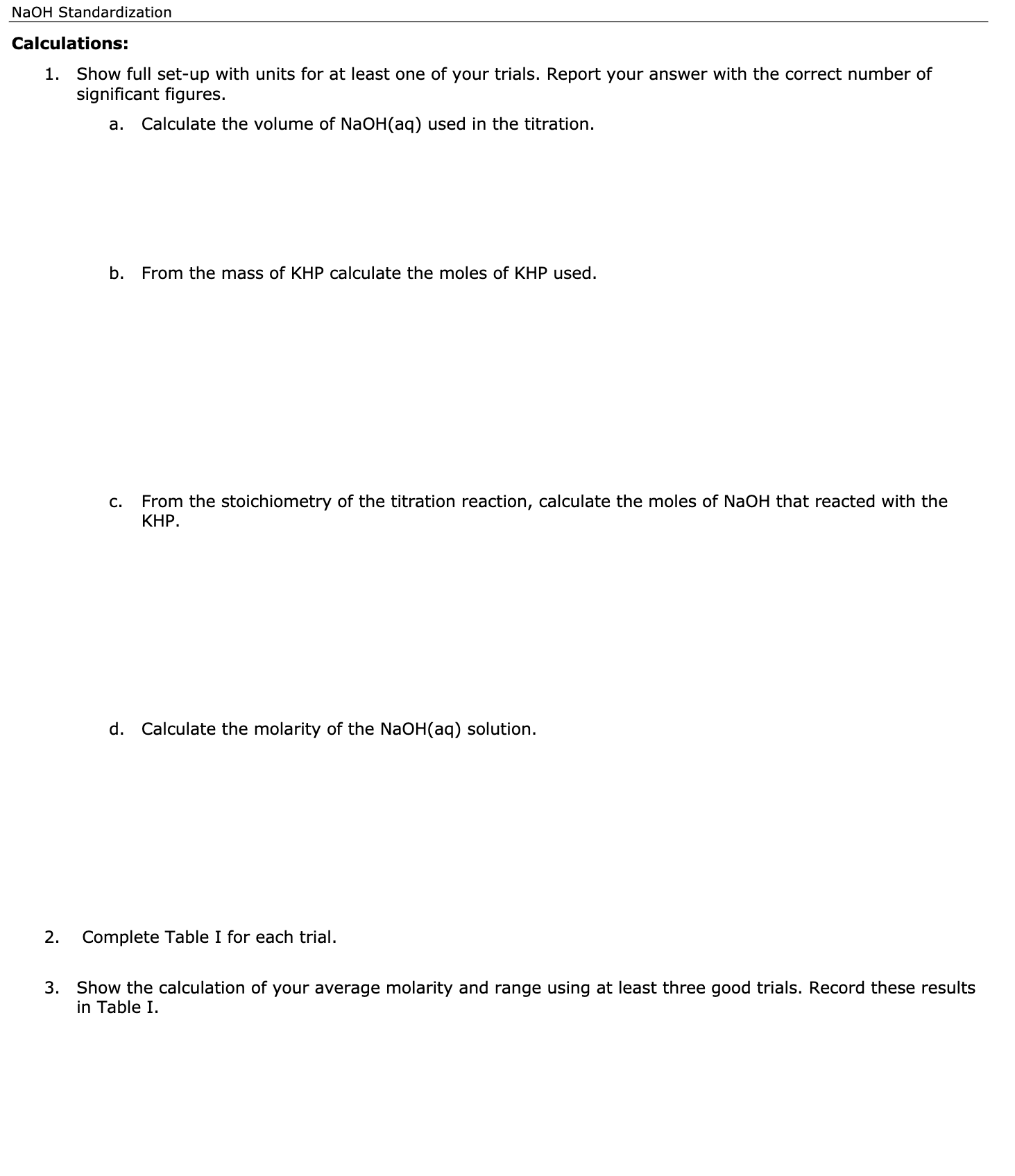 Solved Data and Calculations:Standardization Iculations: 1. | Chegg.com