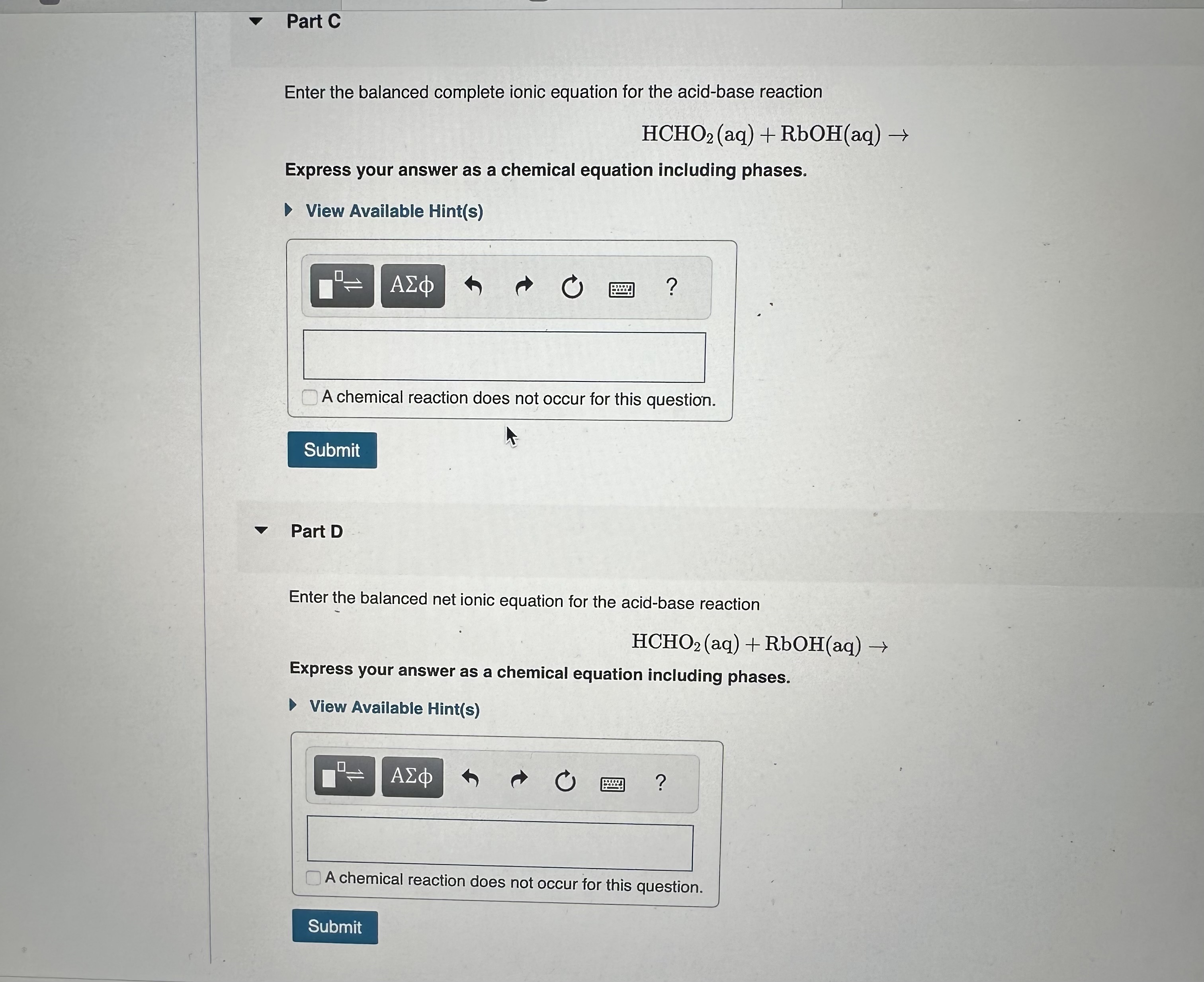 Solved Enter the balanced complete ionic equation for the | Chegg.com