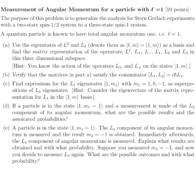 Solved Measurement of Angular Momentum for a particle with l | Chegg.com