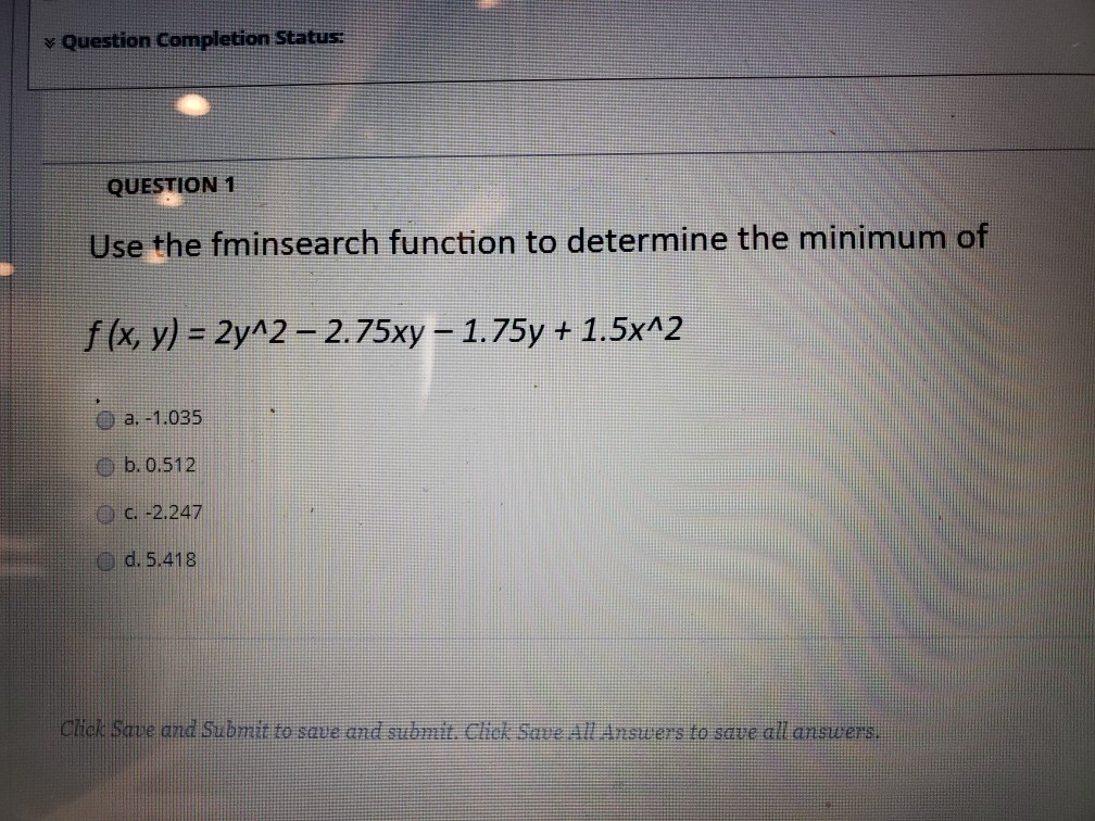 Solved Question Completion Status: QUESTION 1 Use the | Chegg.com