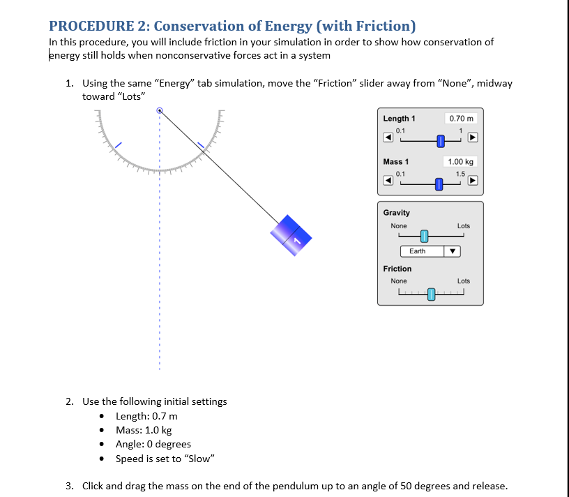 PROCEDURE 2: Conservation of Energy (with Friction) | Chegg.com