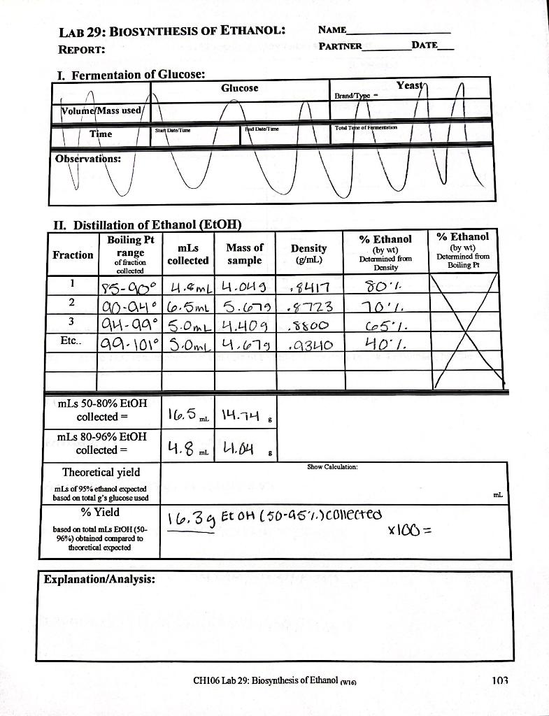 Solved LAB 29: BIOSYNTHESIS OF ETHANOL: NAME PRELAB | Chegg.com