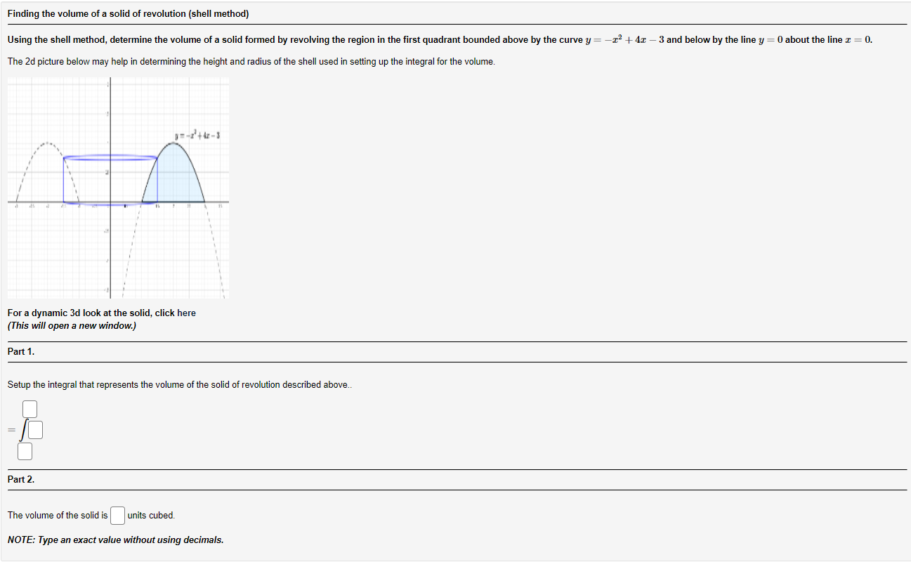 Solved Finding the volume of a solid of revolution (shell | Chegg.com
