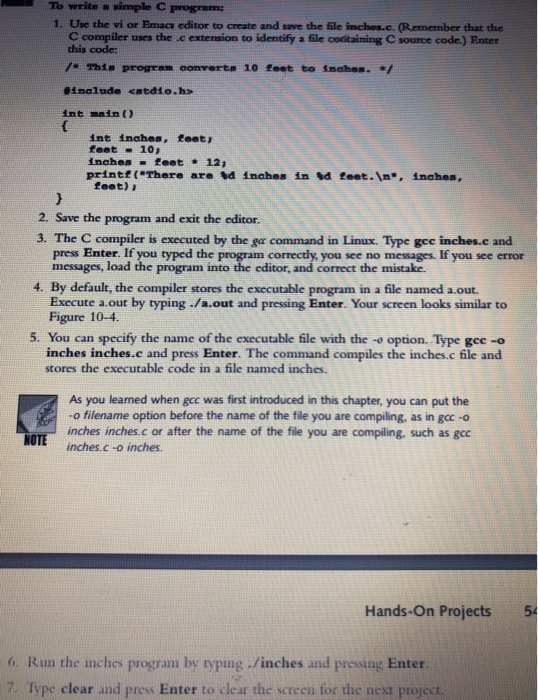 TO write s simple C program: 1. Use the vi or Emacs | Chegg.com