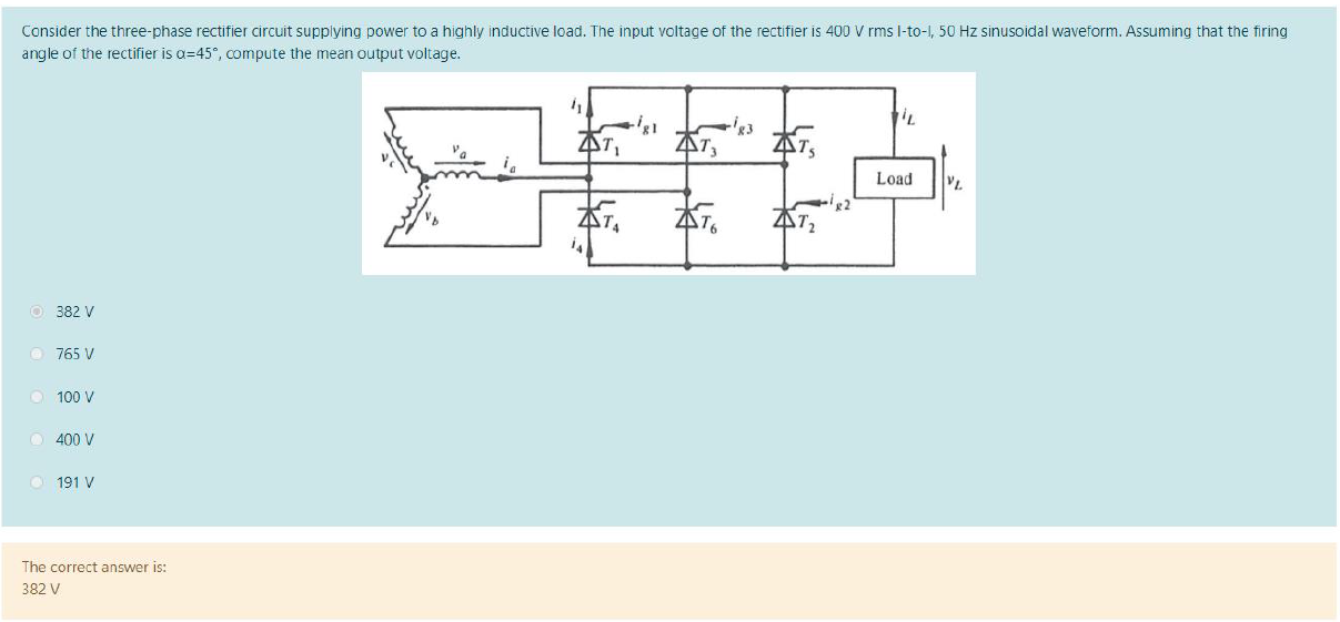 Solved Consider the three-phase rectifier circuit supplying | Chegg.com