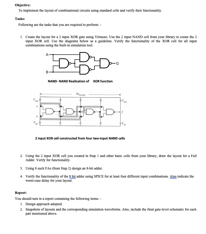 Solved Objective: To implement the layout of combinational | Chegg.com