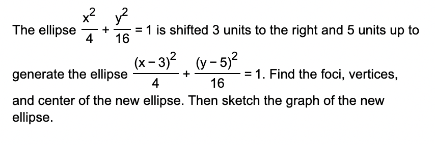 Solved Information about the foci and vertices of an ellipse | Chegg.com