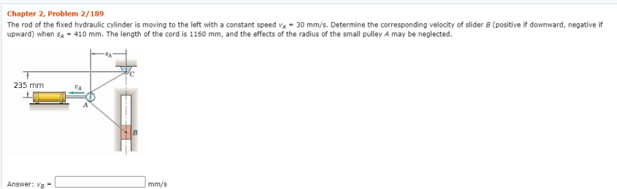 Solved The rod of the fixed hydraulic cylinder is moving to | Chegg.com