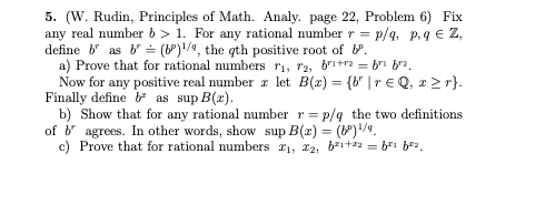 Solved 5. (W. Rudin, Principles of Math. Analy. page 22, | Chegg.com