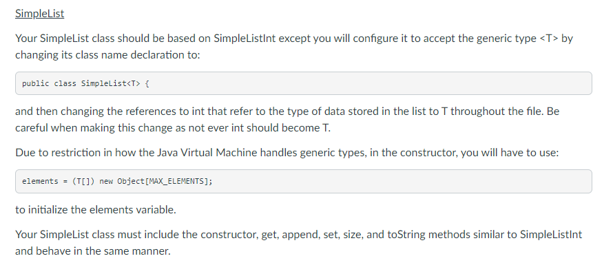 Solved I need the code for SimpleListTest. I already have | Chegg.com