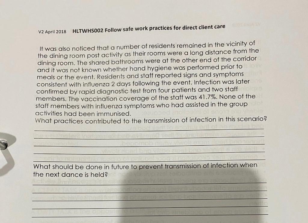 Solved V2 April 2018 HLTWHSOO2 Follow safe work practices | Chegg.com