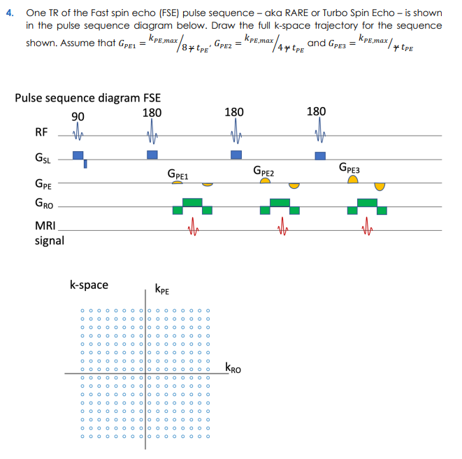 Solved 4. One TR of the Fast spin echo (FSE) pulse sequence | Chegg.com