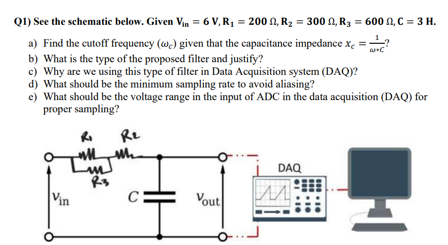 Solved Q1) ﻿See the schematic below. Given | Chegg.com