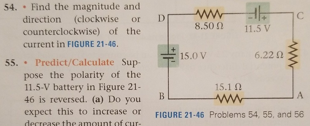 Solved 54. . Find the magnitude and direction (clockwise or | Chegg.com