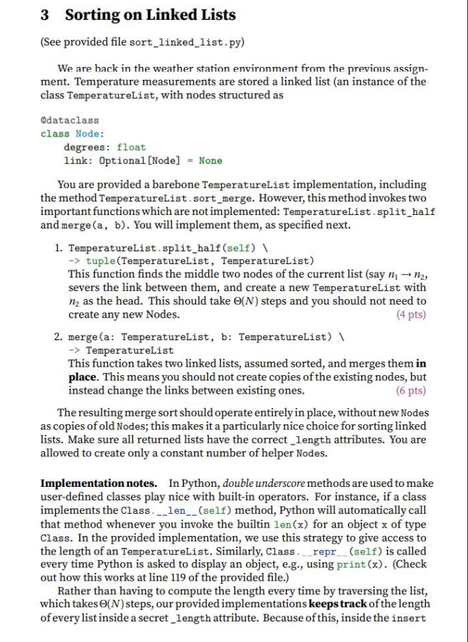 Solved 3 Sorting on Linked Lists (See provided file | Chegg.com