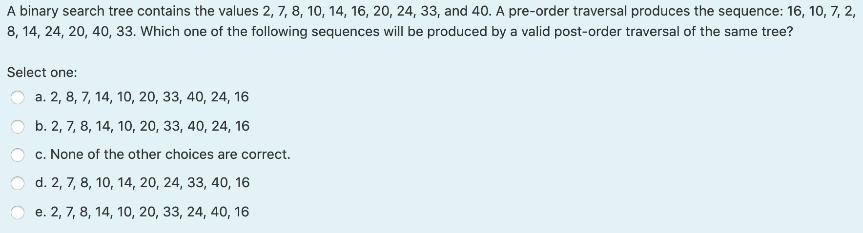Solved A binary search tree contains the values 2, 7, 8, 10, | Chegg.com