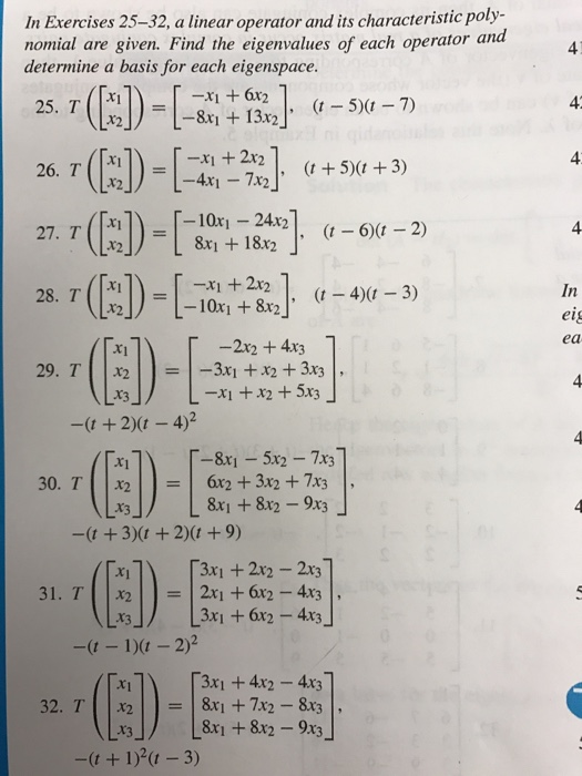 Solved In Exercises 25-32, a linear operator and its | Chegg.com