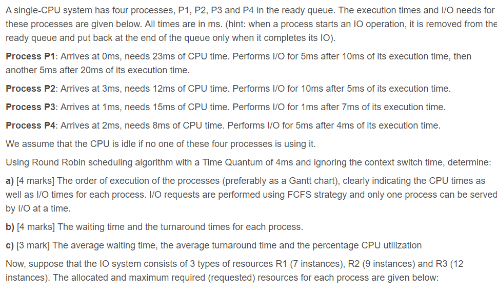 Solved A single-CPU system has four processes, P1, P2, P3 | Chegg.com
