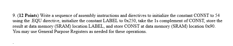 Solved 9. (12 Points) Write a sequence of assembly | Chegg.com