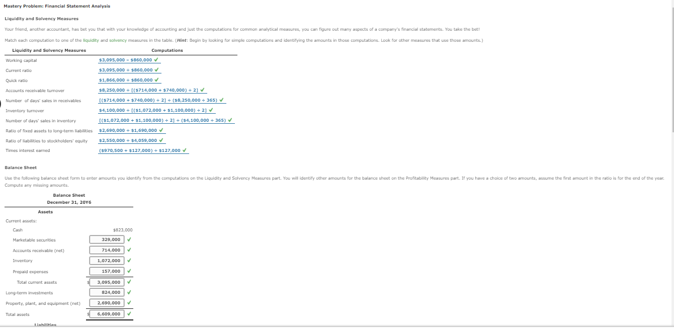 Solved Mastery Problem: Financial Statement Analysis | Chegg.com
