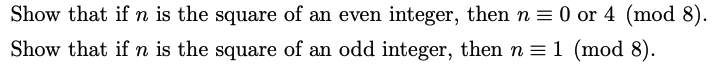 Solved Show that if n is the square of an even integer, then | Chegg.com