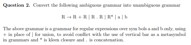 Solved Question 2. Convert the following ambiguous grammar | Chegg.com