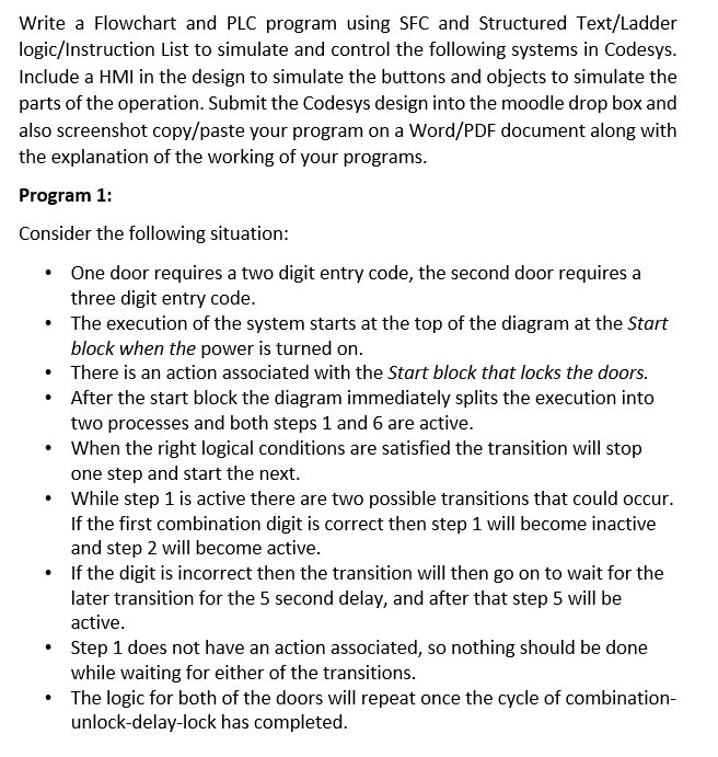 Write a Flowchart and PLC program using SFC and | Chegg.com