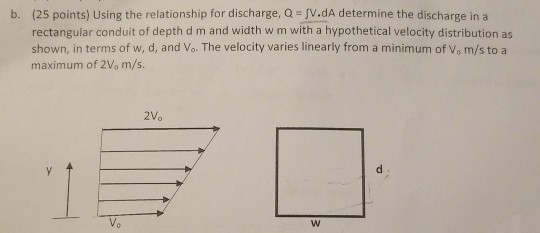 Solved (25 points) Using the relationship for discharge, Q | Chegg.com
