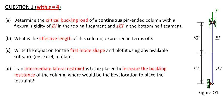 Solved QUESTION 1 (with s=4 ) (a) Determine the critical | Chegg.com