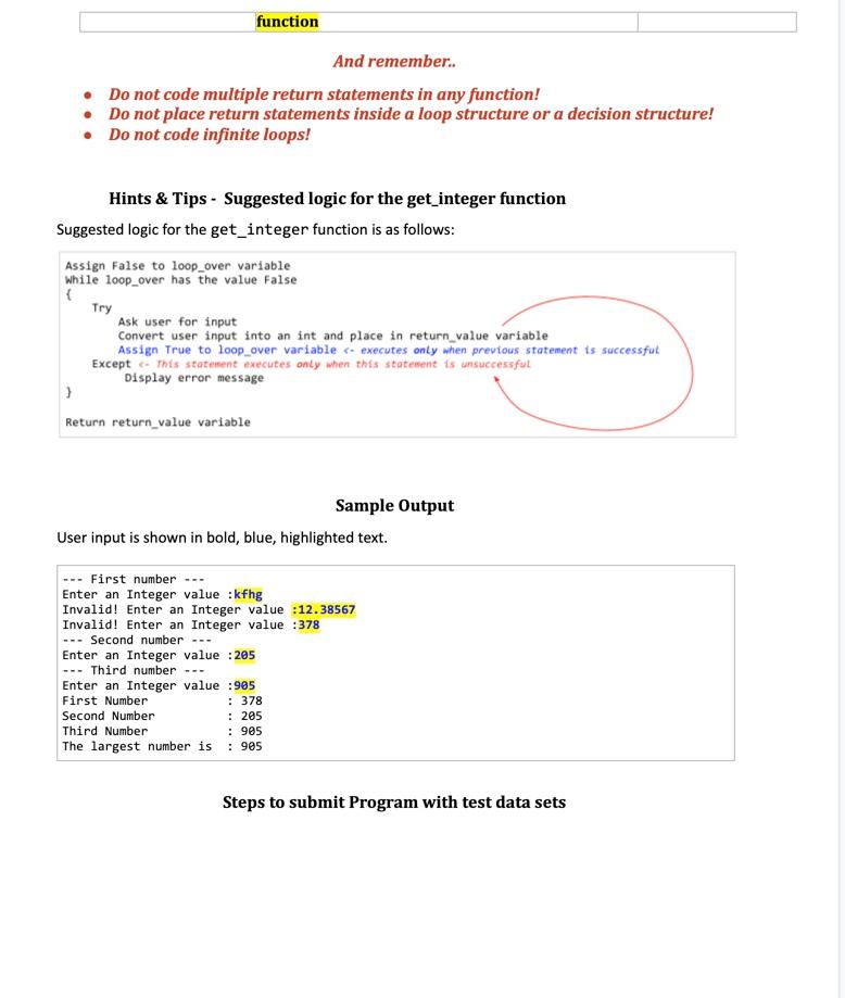 Solved main get_integer get_maximum Function IPO Chart for | Chegg.com