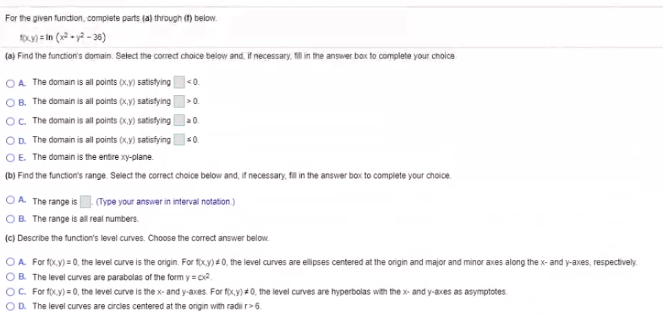 Solved For the given function, complete parts (a) through | Chegg.com