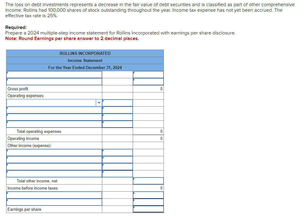 Solved The trial balance of Rollins Incorporated included | Chegg.com