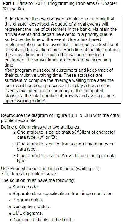Solved Part I. Carrano, 2012, Programming Problems 6. | Chegg.com