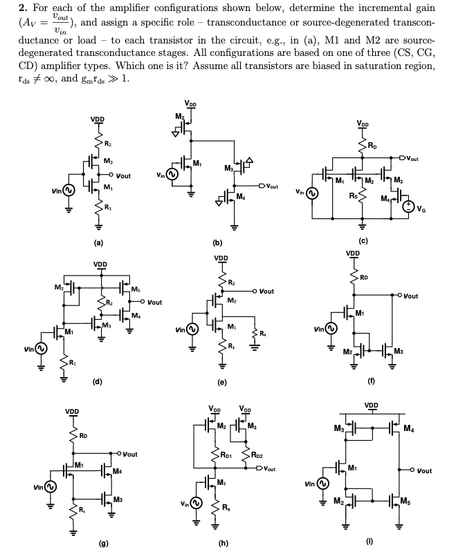Solved 2. For each of the amplifier configurations shown | Chegg.com