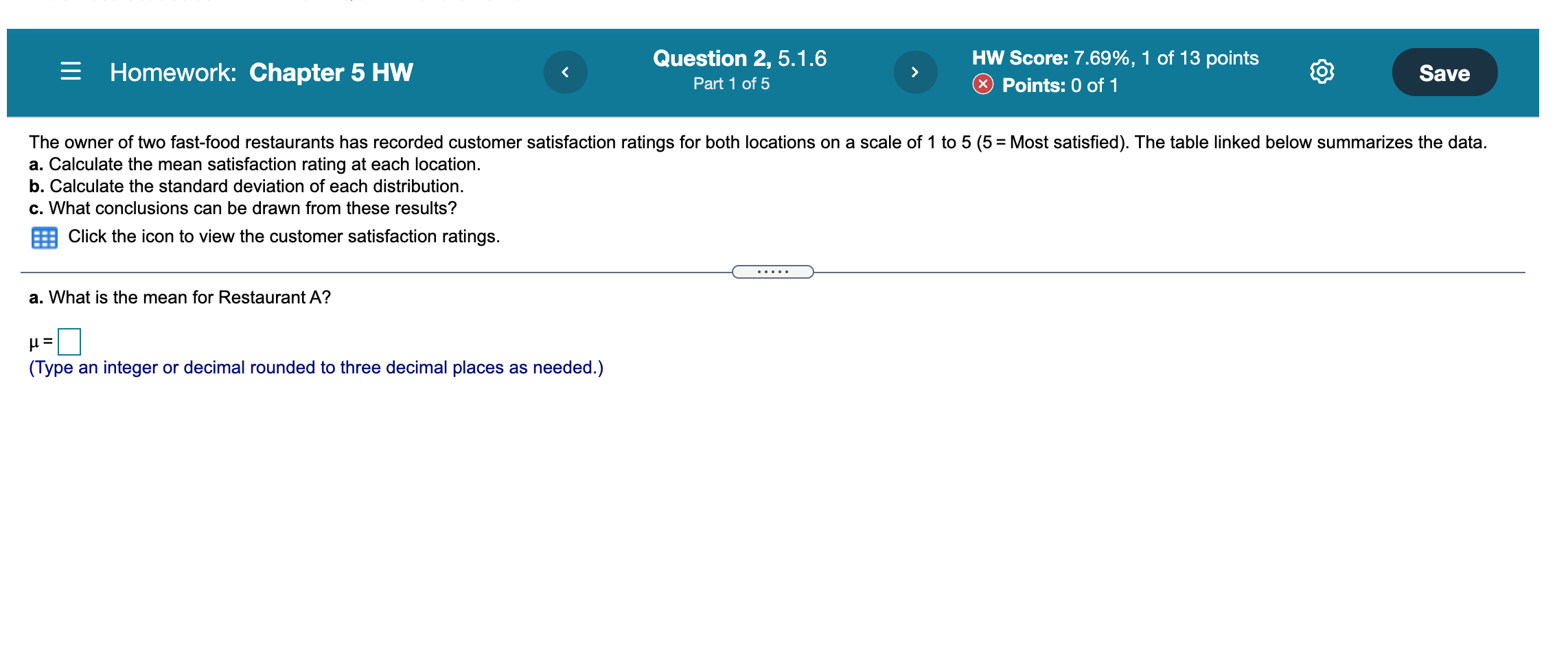 Solved = Homework: Chapter 5 HW
