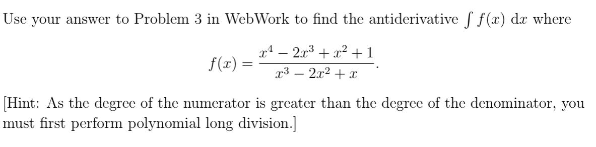 Solved Use your answer to Problem 3 in WebWork to find the | Chegg.com