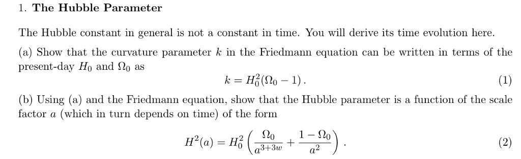 Solved 1. The Hubble Parameter The Hubble constant in | Chegg.com