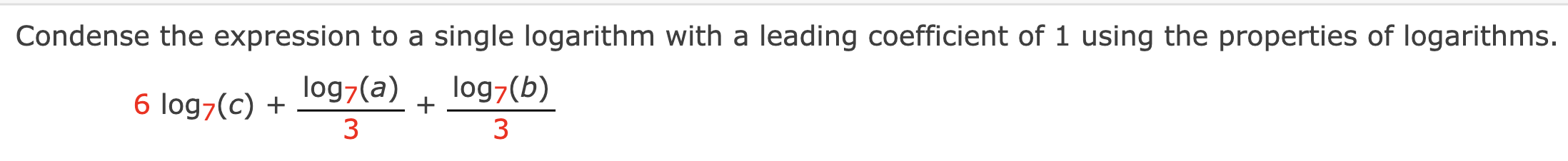 Solved Condense the expression to a single logarithm with a | Chegg.com