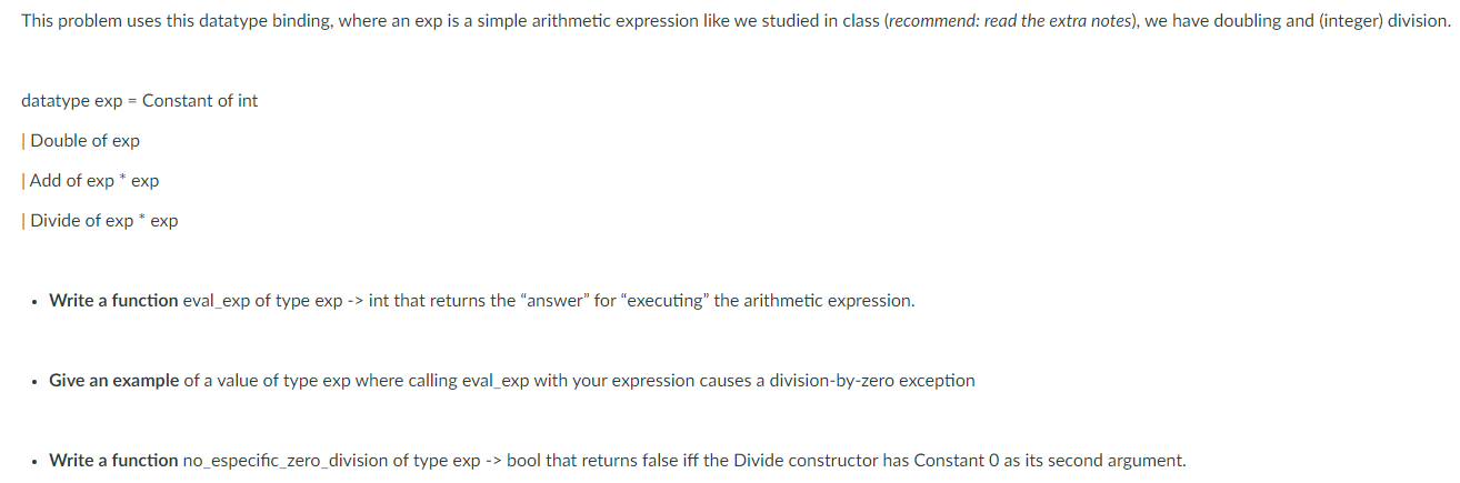 Solved This Problem Uses This Datatype Binding Where An Exp 