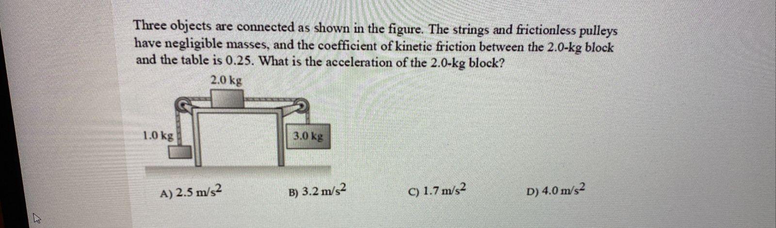 Solved Three objects are connected as shown in the figure. | Chegg.com