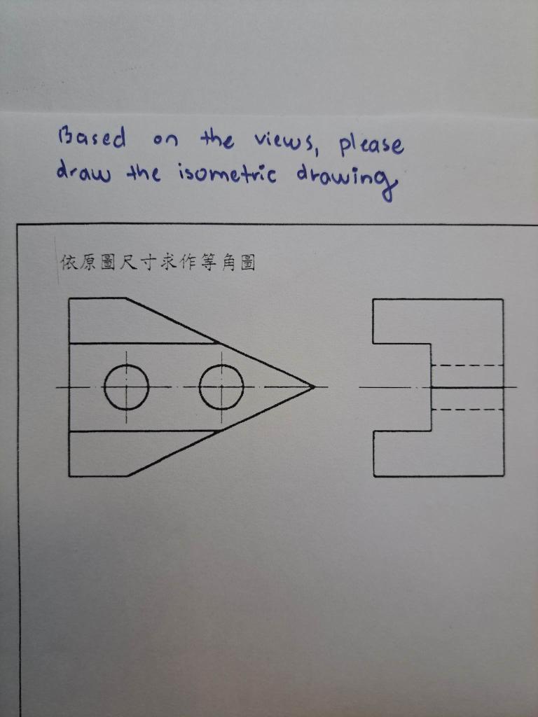 Solved Based on the views, please draw the isometric drawing | Chegg.com