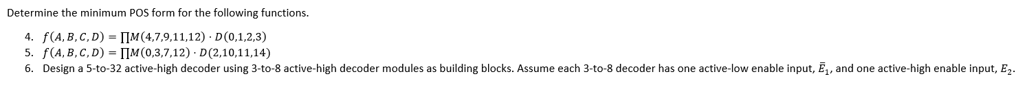 Solved Determine the minimum POS form for the following | Chegg.com