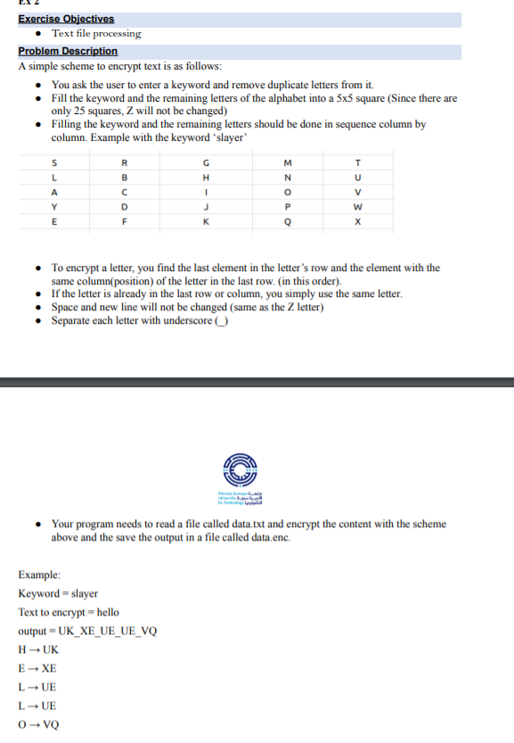 Solved Exercise Objectives Text file processing Problem | Chegg.com