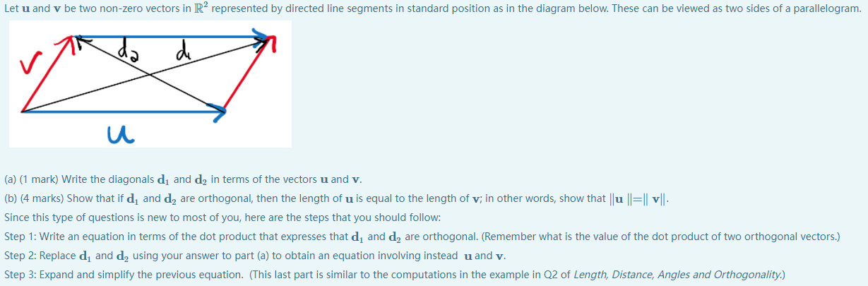 Solved Let u and v be two non-zero vectors in R2 represented | Chegg.com